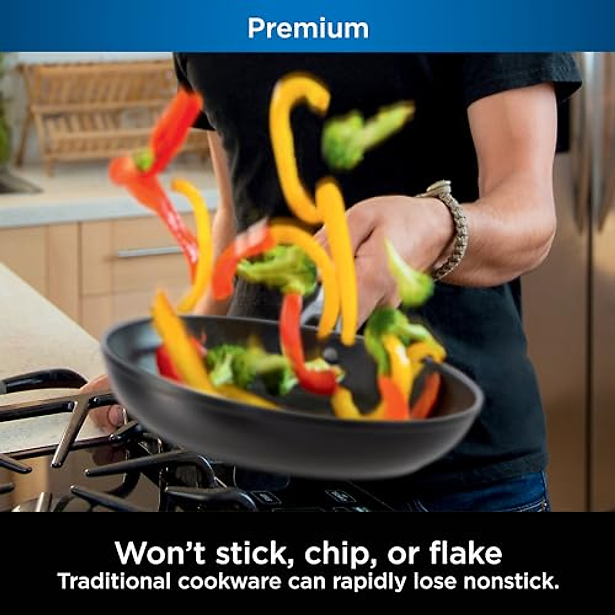 Ninja C39600 Foodi NeverStick Premium Hard-Anodized 13-Piece Cookware Set, Guaranteed to Never Stick, Nonstick, Durable, Oven Safe to 500°F, Grey