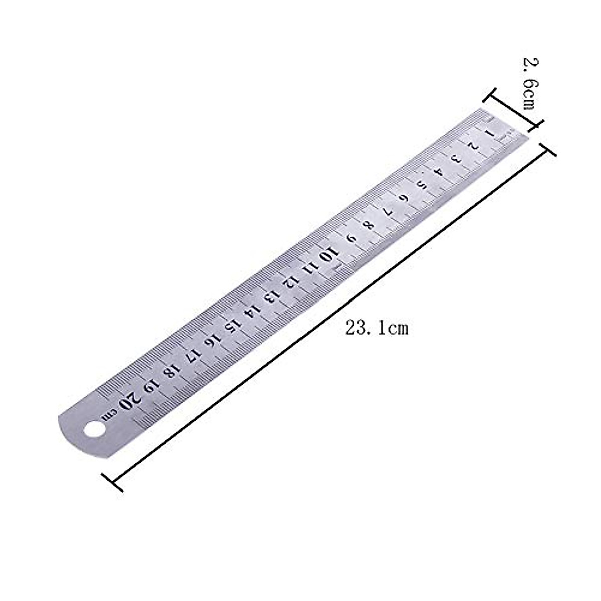 2 Pieces 8 Inch Stainless Steel Ruler Double-Sided Rulers with Inch/Metric Graduations for School Office Architect Engineers Craft, Silver