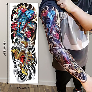 CUTELIILI Temporary Tattoo for Men and Women,12sheets (L19“xW7”) Full Sleeve Tattoos Stickers for Teens, Colorful Fake Tattoos