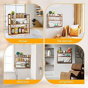 MEHL CLUB 3 Tier Wood Shelf, with Adjustable Layer, Multifunctional Standing Shelf Units for Bathroom, Living Room, Kitchen, Size 23.6x21.2x5.9in, Walnut Color