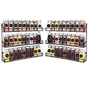 SWOMMOLY 2 Pack Wall Mount Spice Racks, 3-Tier Storage Shelf Organizer, Black, Large