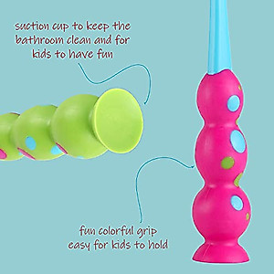 Farber Baby Kids Toothbrushes Set – Childrens Toothbrush 6 Pack with Compact, Extra Soft Bristles for Sensitive Teeth and Easy Grip Suction Cup Handles – Includes 6 Travel Covers (Pink, Blue, Green)
