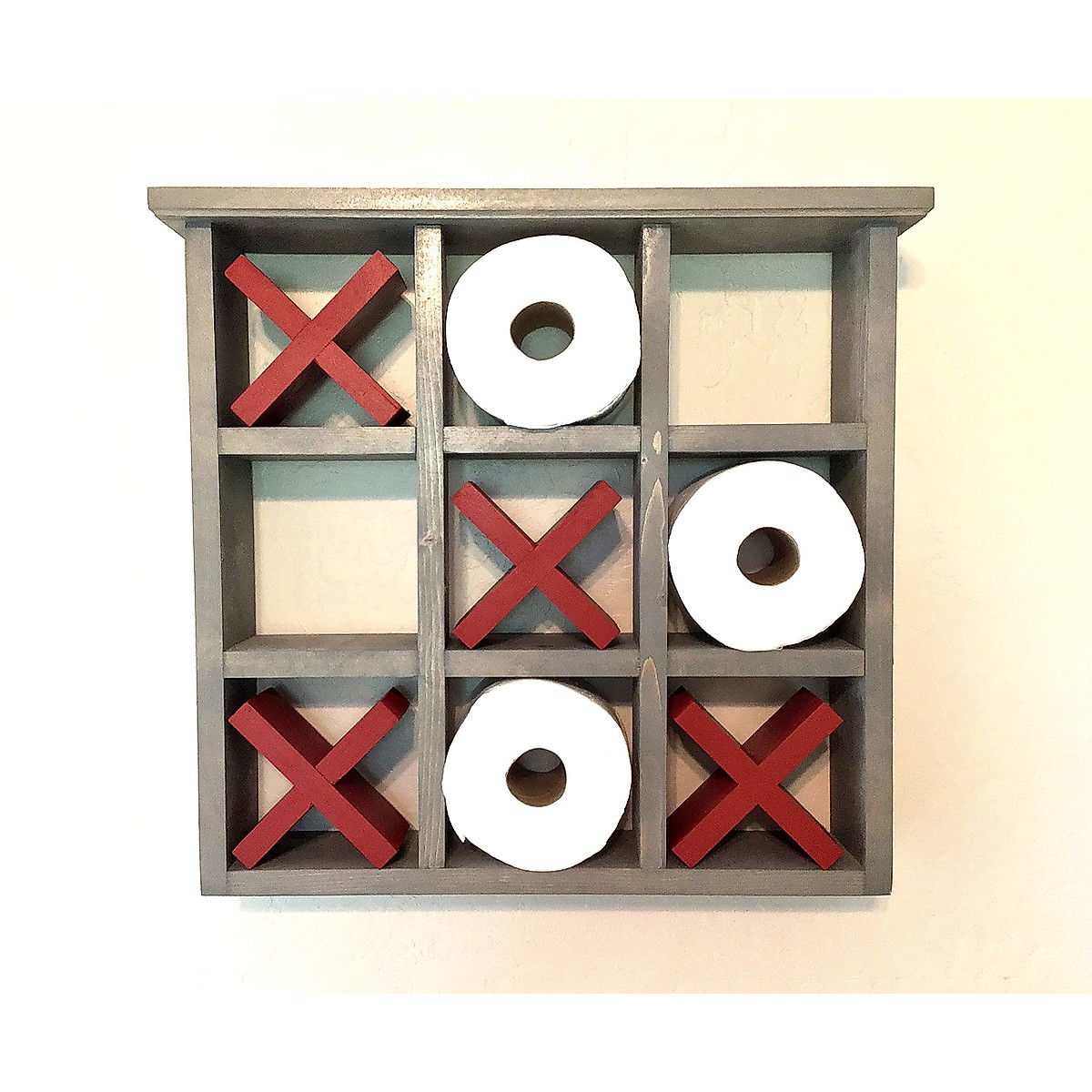 Tic Tac Toe Bathroom Toilet Paper Storage Shelf- NEW DESIGN- Handmade-NO ASSEMBLY REQUIRED-Bathroom Wall Decor