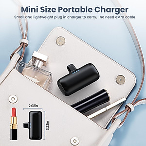 Mini Portable Charger USB-C Power Bank, 5200mAh Portable Phone Charger, Compact Plug in Battery Pack Compatible with iPhone 15/15Plus/15Pro/15Pro Max Samsung S23/S22 Moto iPad Pro Android Phone etc