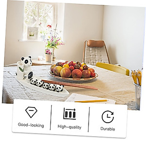 Abaodam 1 Set Ceramics Panda Doll Set Writing Brush Japanese Decor Sushi Plate Food Animal SOYA Sauce Holder Decorate Rice Spoon Dining Room Table Decor Cartoon Japanese Chopstick Stand