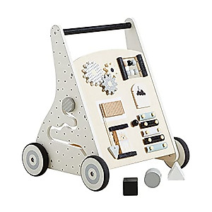 Beright Wooden Baby Walker Push and Pull Learning Activity Walker Kids’ Activity Toy Multiple Activities Center Develops Motor Skills & Stimulates Creativity (Natural)