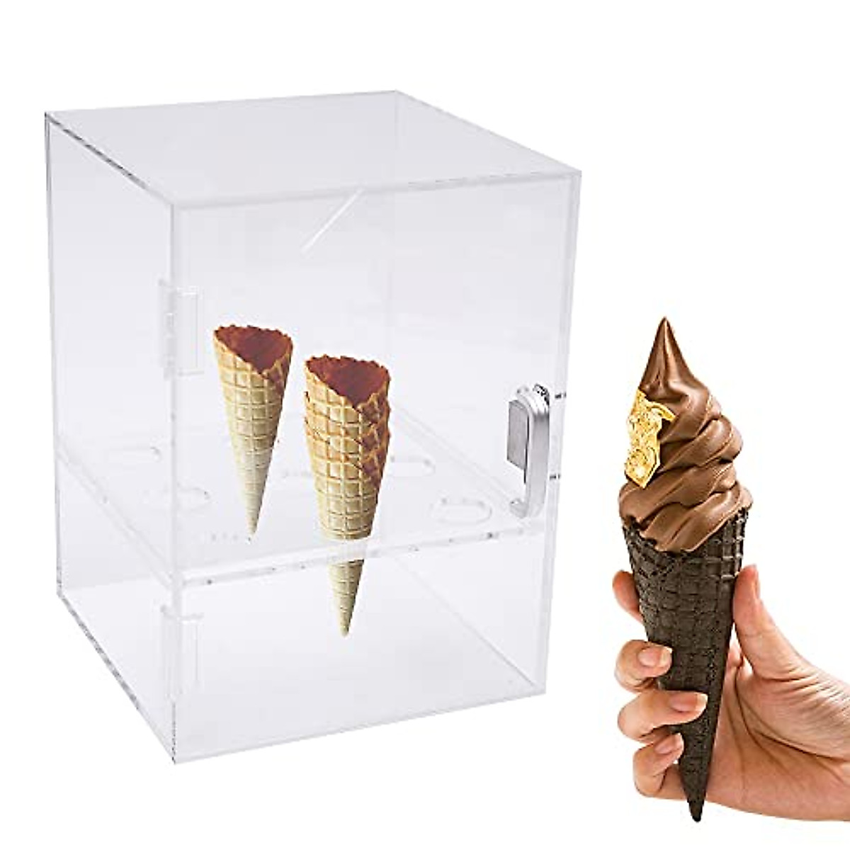 LYNICESHOP 9 Holes Ice Cream Cone Holder, Clear Acrylic Display Cabinet, Transparent Ice Cream Cone Bracket, Ice Cream Display Stand Holder for Dessert Shop and Ice Cream Fair