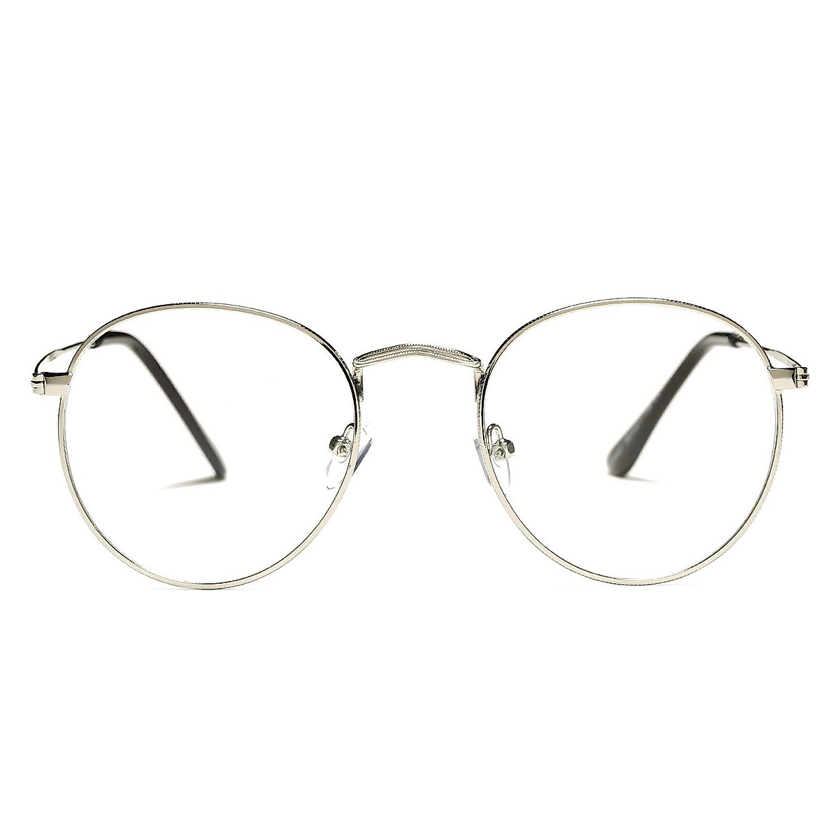 Pro Acme Classic Round Metal Clear Lens Glasses Frame Unisex Circle Eyeglasses (Silver)