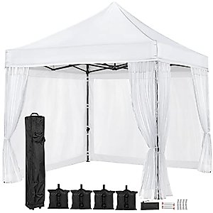 Yaheetech 10'x10' Pop Up Canopy with Removable Mesh Side Walls, Commercial Instant Tent, Instant Canopy Tent for Camping, Family Outings, Wedding