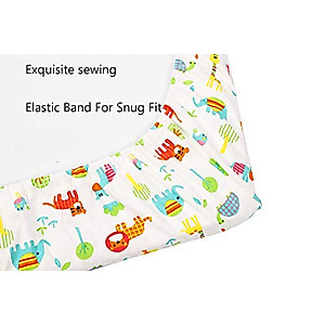 Waterproof Pack N Play/Mini Portable Crib Sheet Set 2 Pack 100% Jersey Cotton 190GSM Thickest Ultra Soft Stretchy for Baby Girl Boy Cute Animal by Knlpruhk