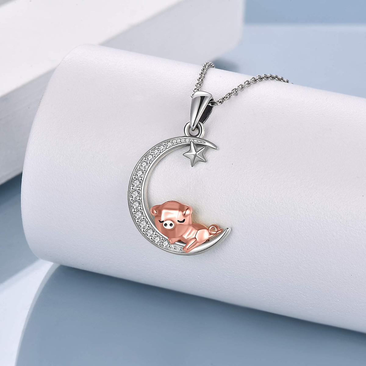 ONEFINITY Pig Necklace for Women Sterling Silver Origami Lovely Pig Pendant Pig Gifts For Pig Lovers Christmas Jewelry Gifts