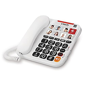 VTECH SN1127 Amplified Corded Answering System. 8 Photo Speed Dial, 90dB Ringer Volume, Big High-Contrast buttons, Audio Booster(+40db), Visual Ringer. Perfect for Seniors, Visually & Hearing Impaired