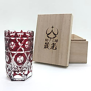 (Creative Series) Tamakiko Hexagonal Basket Shot Glass, Kiriko Glass, Shot Glass, Straight in Paulownia Box, Kiriko Workshop, Promitsu Made in Japan, Independent Kiriko Artist Mitsuki Saito