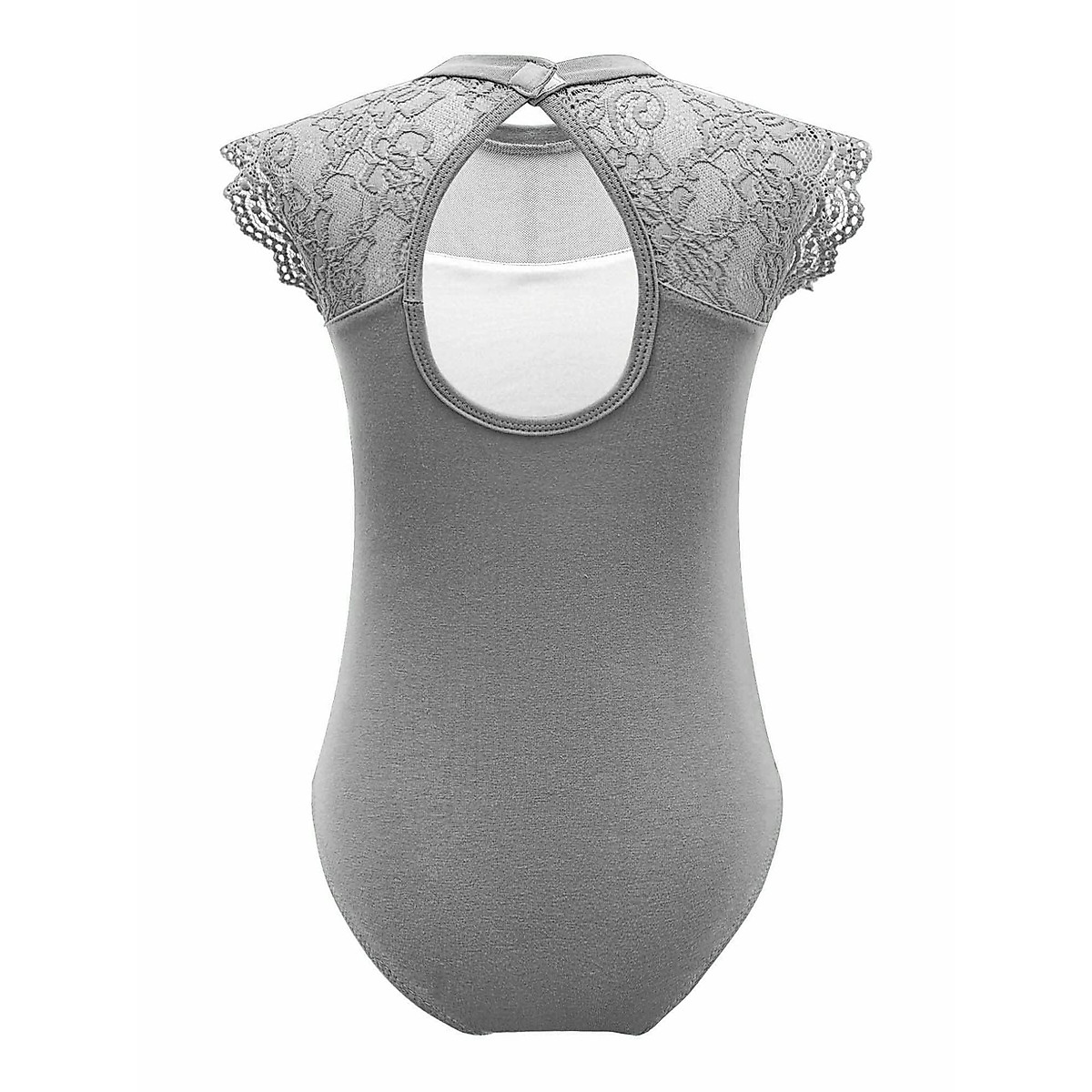 Oyolan Girls Kids Classic Ballet Dance Leotard Sleeveless Lace Floral Gymnastics Bodysuit Unitard Ballerina Costume Grey 15-16 Years