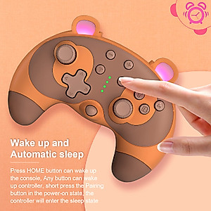 PowerLead Switch Controller - Cute Raccoon Animal Wireless Switch Controller for Switch Lite/OLED/PC, Switch Pro Controller Remote Gamepad Joystick with Turbo/Motion Control/Wake-up, Vibration