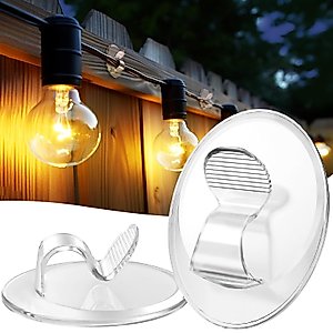 Hooks for Outdoor String Lights - 26Pcs Light Clips for Outside String Lights - Adhesive Hooks for Hanging Heavy Duty