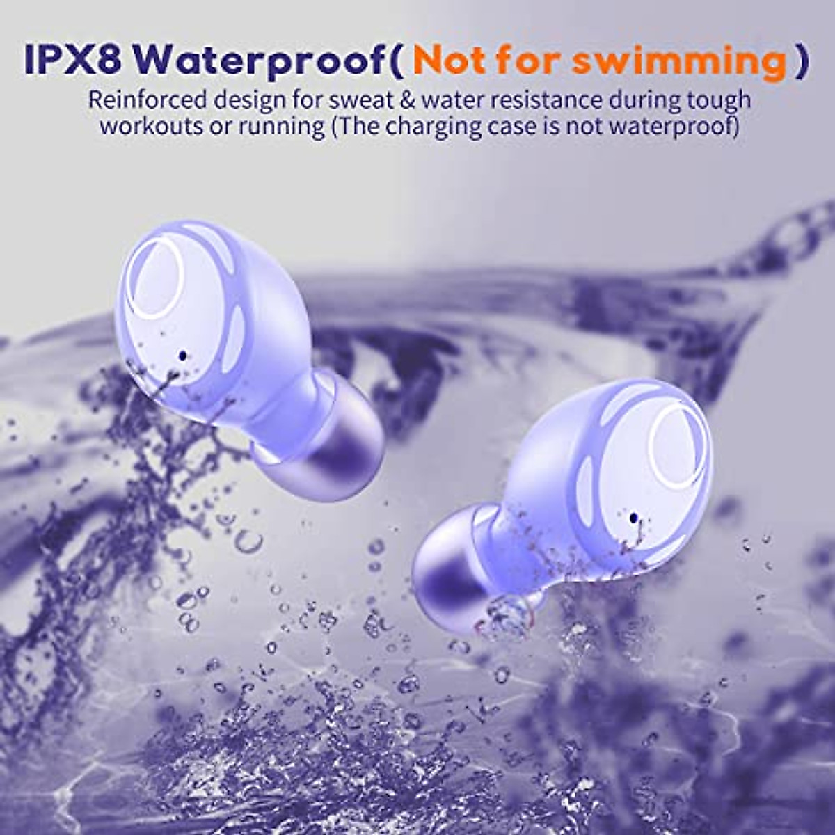 Bluetooth Wireless Earbuds,Kurdene S8 Deep Bass Sound 38H Playtime IPX8 Waterproof Earphones Call Clear with Microphone in-Ear Bluetooth Headphones Comfortable for iPhone, Android