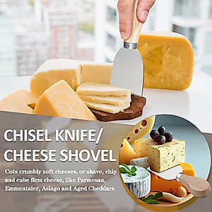 Tymoosty Cheese Knives, 4PCS Cheese Knife Set, Cheese Knives for Charcuterie Board with Wooden Handle, Mini Steel Stainless Cheese knife set