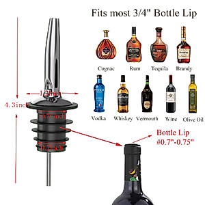 Pafusen 12 Pack Pour Spouts for Liquor Bottles, Liquor Pour Stainless Steel Classic Bottle Speed Pourers with Tapered Spout，Free Flow Pourers，Most Fit Classic Bottle's Lip 3/4"