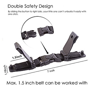 G Ganen Universal Child Chest Harness Clip Anti-Slip Baby Chest Clip Guard Compatible with Seats, Strollers, High Chairs, schoolbags, max. for 1.5 inch Width Harness (Black Set of 1)