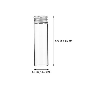 Cabilock 10pcs Clear Flat Glass Test Tubes with Screw Caps Large Test Tubes Containers for Bath Salt Candy Storage 80ml