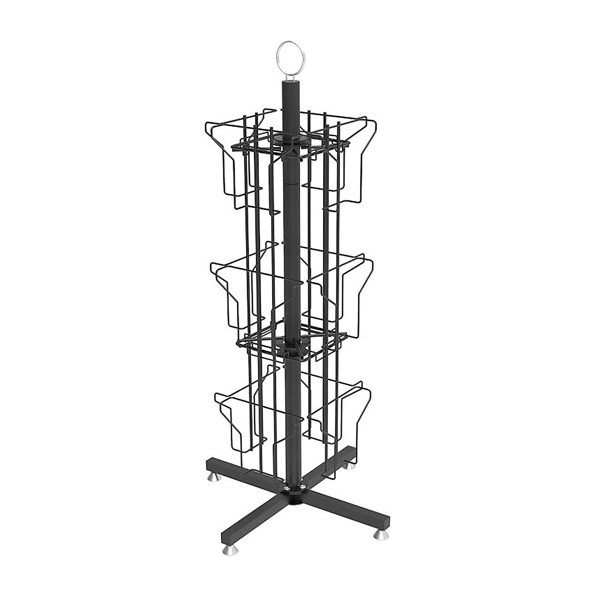11702 FixtureDisplays 14 X 14 X 30" 12 Vertical Pockets Spinning Greeting/Post Card Rack 11702 Black 11702NEW-NPF