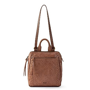 the sak Women's Loyola Mini Convertible Backpack in Leather, Teak Leaf Embossed, One Size