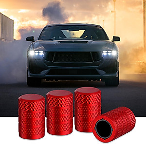 UGSHY 4 PCS Tire Valve Stem Caps for Car, Alloy Tire Valve Cap Set, Universal for Cars Trucks Motorcycles SUVs (Red)