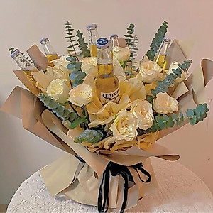 BBJ WRAPS Brown Flower Wrapping Paper, Waterproof Floral Bouquet Wrapping Paper Gift Packaging Florist Wraps, 20 Sheets 23.6x23.6 Inch (Coffee)