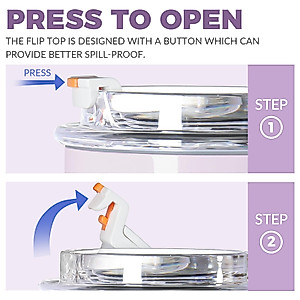 Puraville 14 oz Coffee Tumbler with Lid and Straw, Stainless Steel Insulated Travel Coffee Mug with Lid, Reusable Skinny Tumbler Cup for Women and Men,Lilac