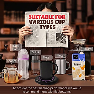 Coffee Mug Warmer, Candle Wax Warmer Plate with Gravity Sensor&3 Temperatures&8H Auto Shut Off, Coffee Mug Warmer for Desk with Night Light, Smart Coffee Cup Warmer for Beverage, Milk, Tea and Cocoa