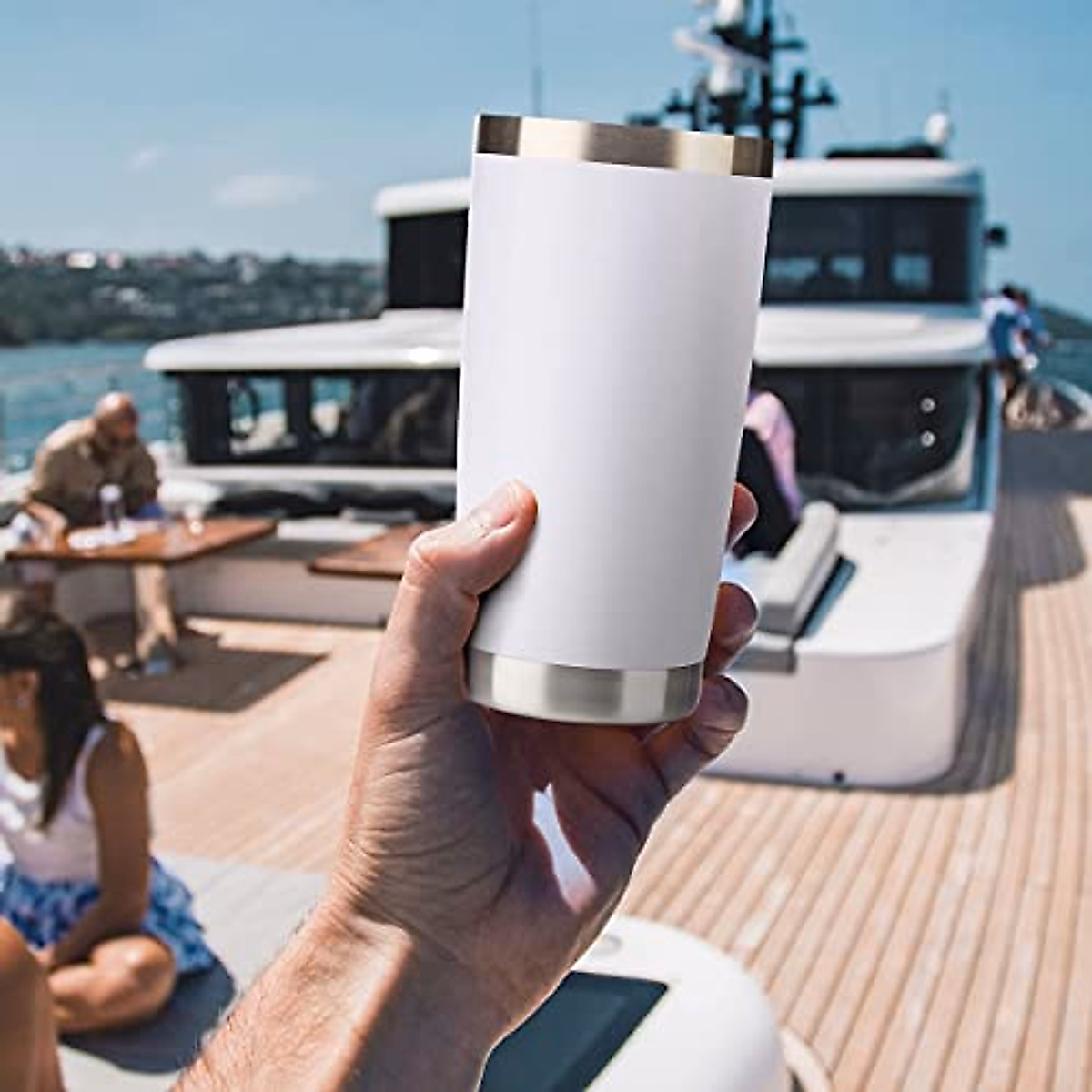 CIVAGO 20oz Tumbler with Lid and Straw, Stainless Steel Vacuum Insulated Water Coffee Tumbler Cup, Double Wall Powder Coated Spill-Proof Travel Mug Thermal Cup for Hot and Cold Drinks(White, 1 Pack)