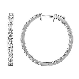 La4ve Diamonds 2.00 Carat Diamond Sterling Silver Hoop Earrings for Women,Inside Out Round Cut Pave Lab Grown Diamond Earings (J, VS-SI) Fine Jewelry for Girls, Gifts for Women