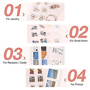 Travel Jewelry Organizer LAEDO Case Transparent Storage Book with Pockets Portable Bag Ring Binder Zipper Pouch for Necklace, Earrings, Rings, Bracelet, Black, One size