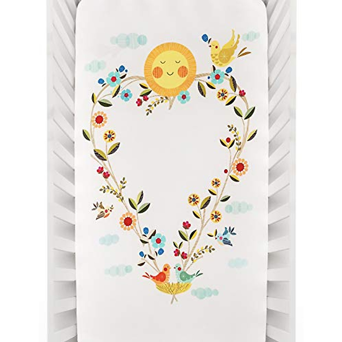 Rookie Humans 100% Cotton Sateen Fitted Crib Sheet: Love Blooms. Modern Nursery, Use as a Photo Background for Your Baby Pictures. Standard Crib Size (52 x 28 inches) Floral Crib Sheet