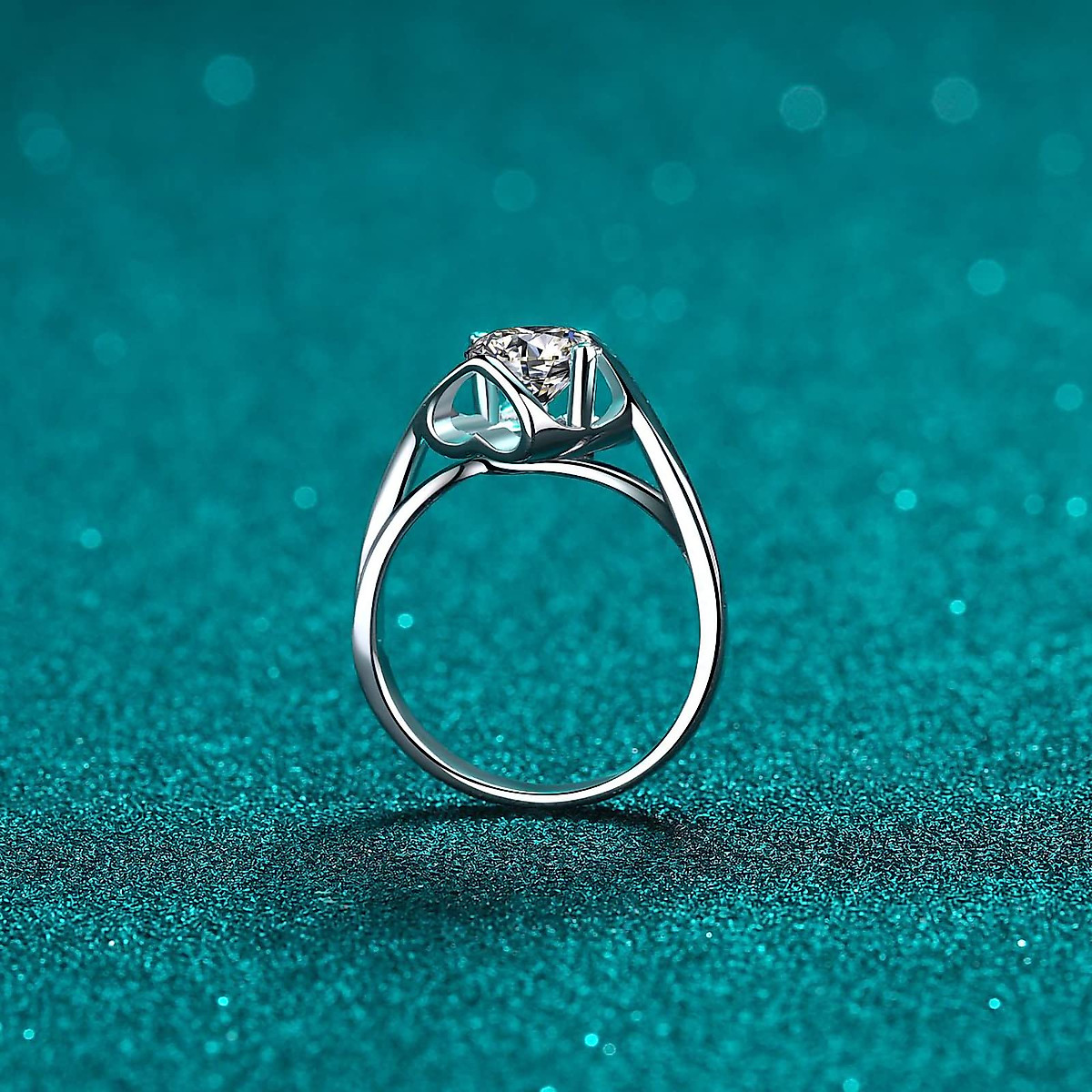 CHIRENMA 925 Sterling Silver 0.5Carat/1Carat/2Carat Round Cut Solitaire Moissanite Engagement Promise Wedding Ring for Women, Size 6-8 (style 4, 6)