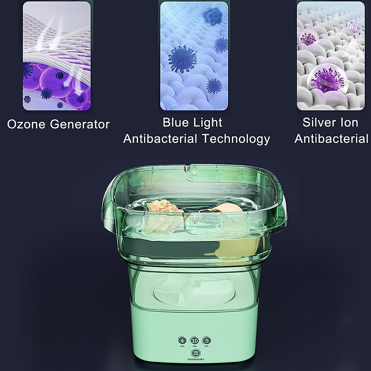 11L Small Foldable Portable Mini Washing Machine; RV, Camping, Travel Must Have Outdoor Products can Wash Small Clothes (Color : Blue)