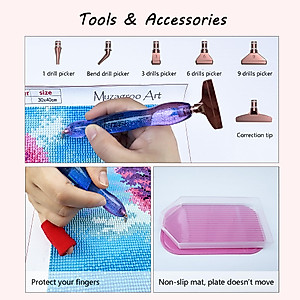 Muzagroo Art Diamond Painting Storage Case, 60 Slots Bead Portable Shockproof Organizer and Accessory Box with 5D Diamond Art Accessories and Tools Kits