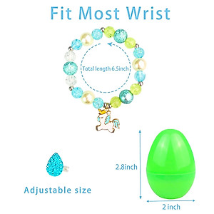 Easter Basket Stuffers for Girls Toddler Teens Prefilled Easter Eggs Fillers with 6 Pack of Beads Bracelet and Ring Inside Easter Gifts Filled Plastic Easter Eggs Stuffers Kids Easter Toys