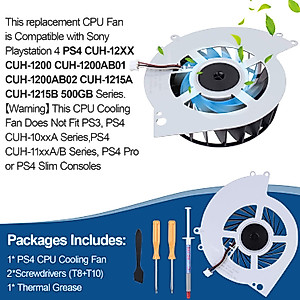 YEECHUN PS4 CPU Cooling Fan Replacement for Sony PlayStation 4 CUH-12XX CUH-1200 CUH-1200AB01 CUH-1200AB02 CUH-1215A CUH-1215B KSB0912HE-CK2MC + Full Tools