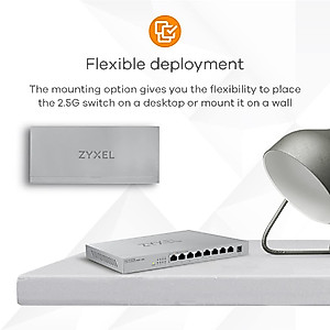 Zyxel 8-Port 2.5GbB MultiGig Ethernet Unmanaged Switch | 8 x 100/1G/2.5G Mbps Ports | Plug & Play | Metal Housing | Desktop or Wall-Mount | Ethernet Splitter MG-108