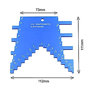 Step Depth Gauge for Router and Table Saw, Aluminum Ultimate Clarity Depth Gauge (Blue)