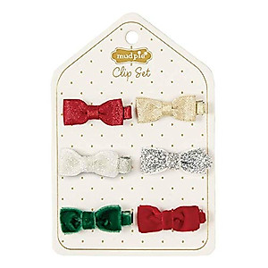 Mudpie Velvet And Glitter Bows, Red, Samll