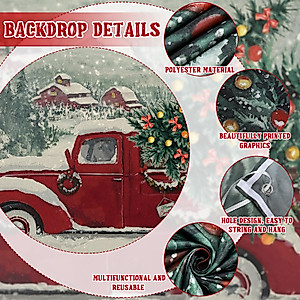 Ganeen 6x13 ft Christmas Outdoor Red Truck Garage Door Banner Large Winter Forest Pine Trees Snowy Backdrop Holiday Background Sign for Xmas Garage Door Wall Decoration Props Gifts