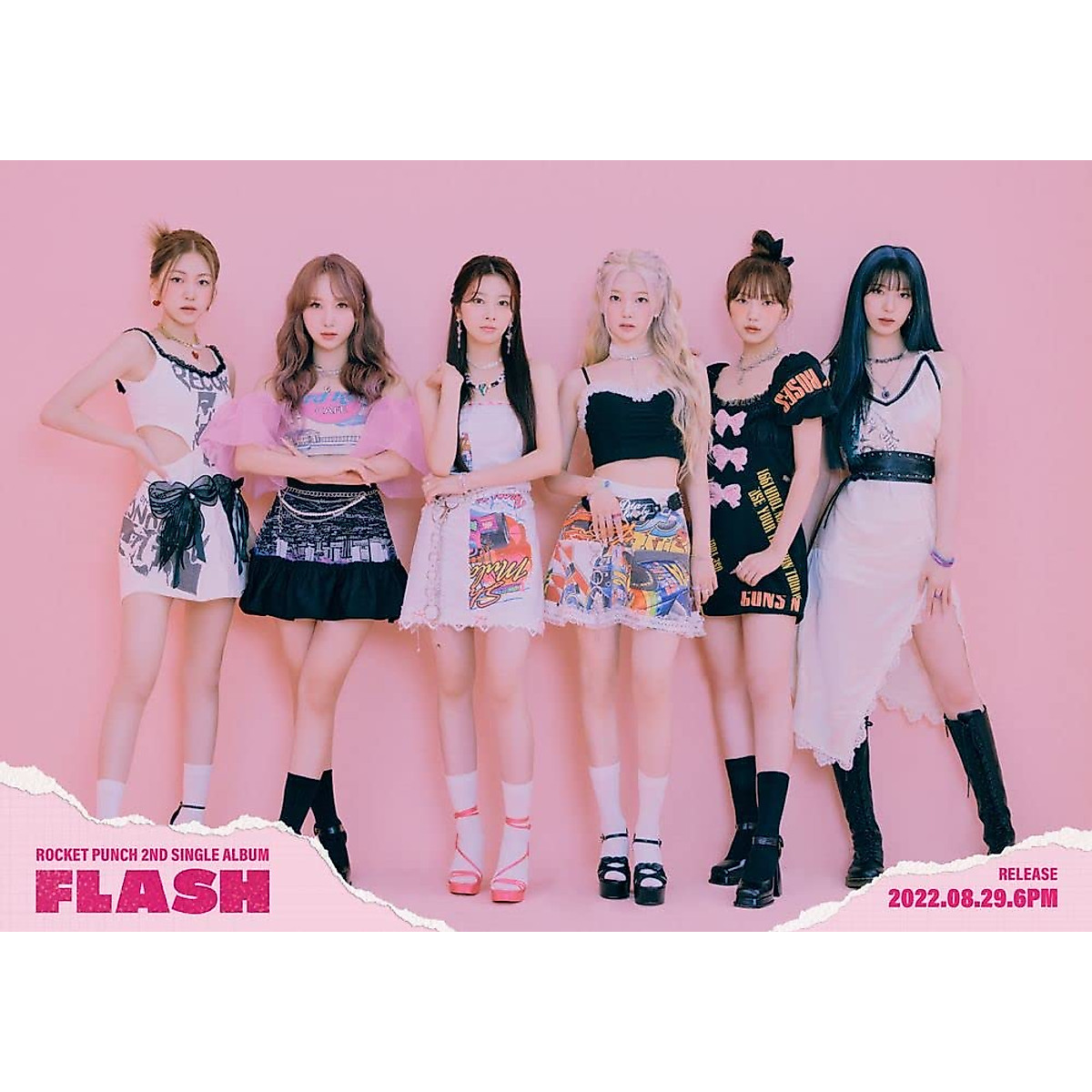 DREAMUS ROCKET PUNCH FLASH 2nd Single Album CD+Poster+Photobook+Photocard+Sticker+Message card+Tracking, Pink