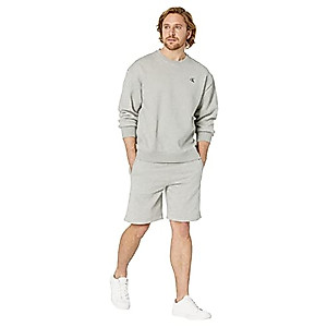 Calvin Klein Men's Relaxed Fit Monogram Logo Fleece Sweatshirt, Heroic Grey Heather, Medium