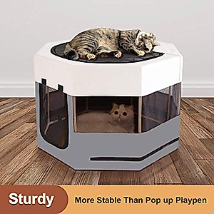 Meow&Woof Cat Playpen for Small Animals Wood Frame Cats Cage Indoor Kitten Crate Dog Play Pens for Puppy Large Size Sturdy Struction Long Lasting Use(29" W 16.5" H, Mist)