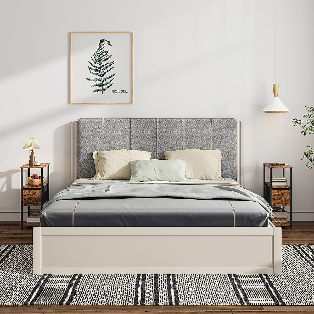 TUTOTAK Set of 2 Small Narrow End Table, Side Table, Nightstand with Cloth Drawer, Couch Table, for Living Room, Bedroom, Bedside, Brown TB01BB057