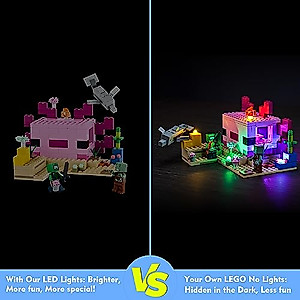 LocoLee Led Light Kit for Lego The Axolotl House 21247, Minecraft Lighting Set Compatible with Lego 21247 (No Lego Model), DIY Décor Lights for Lego Building Blocks