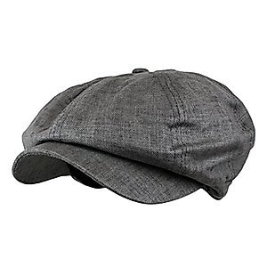 Men's Linen 8 Panel Applejack Gatsby Newsboy Ivy Hat (Grey)